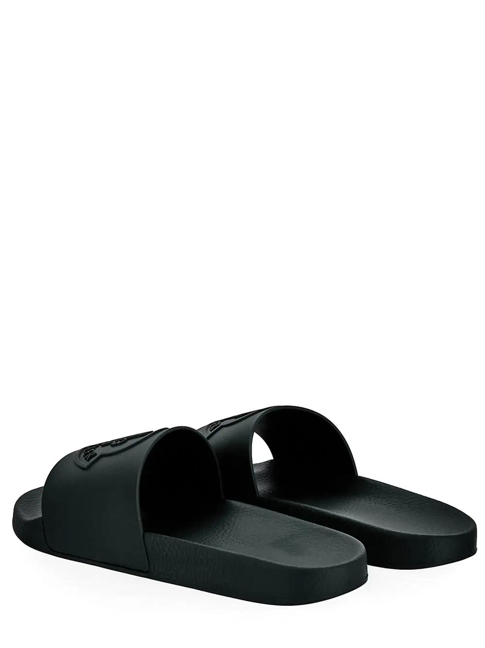 Moncler Logo Slides In Black | ModeSens