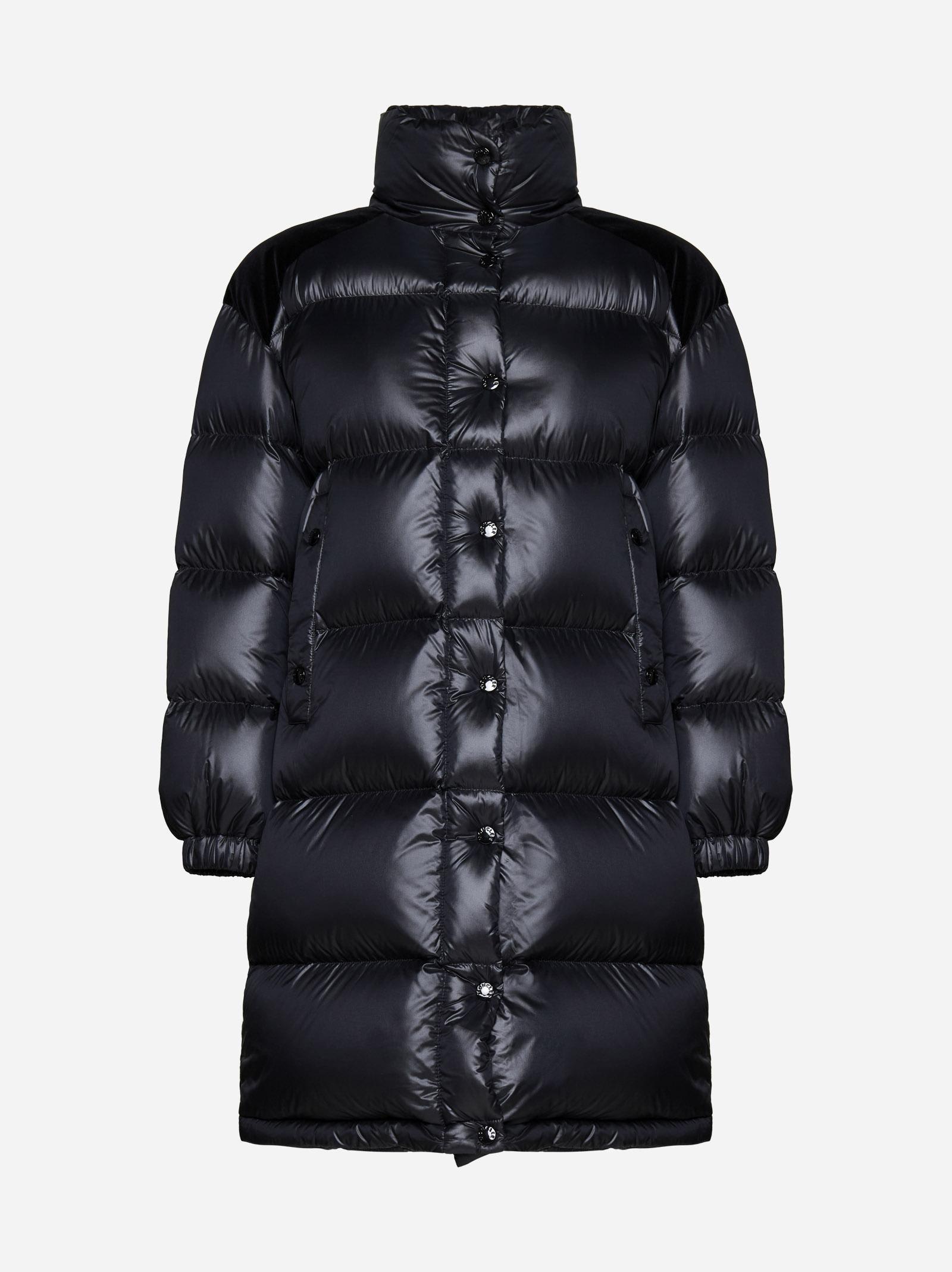 Moncler Chanon Long Down Jacket In Black | ModeSens