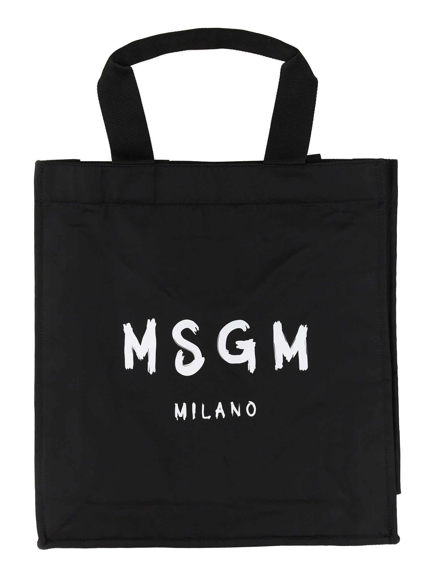 Msgm Logo-print Cotton Tote Bag In Nero | ModeSens