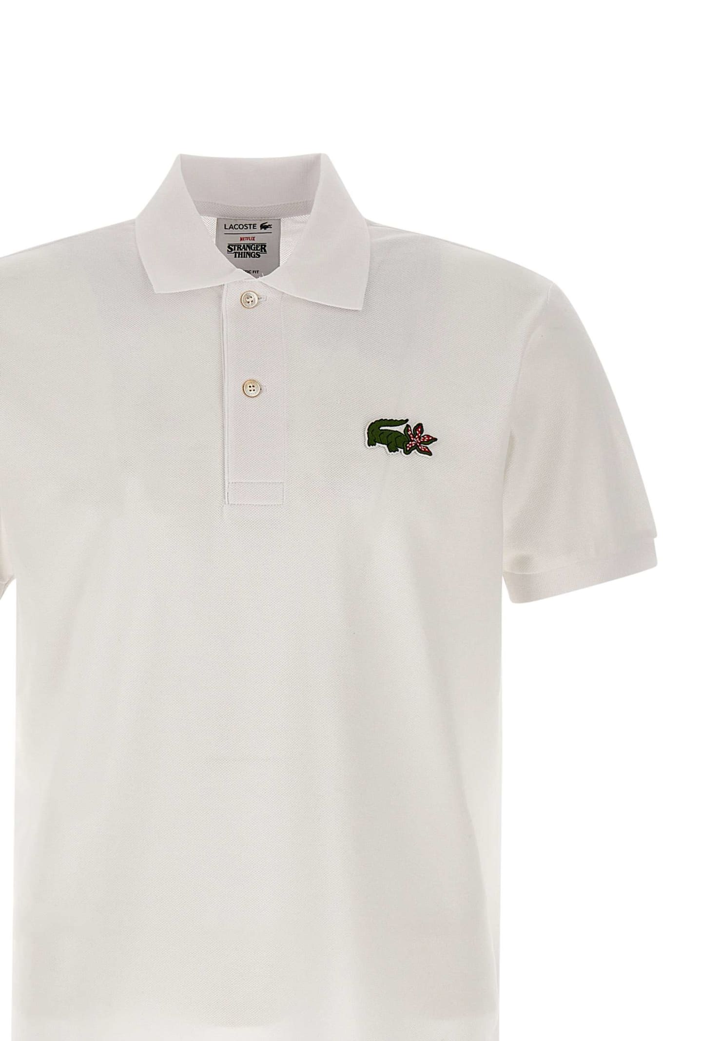 Lacoste Netflix Stranger Things Cotton Polo Shirt In White | ModeSens