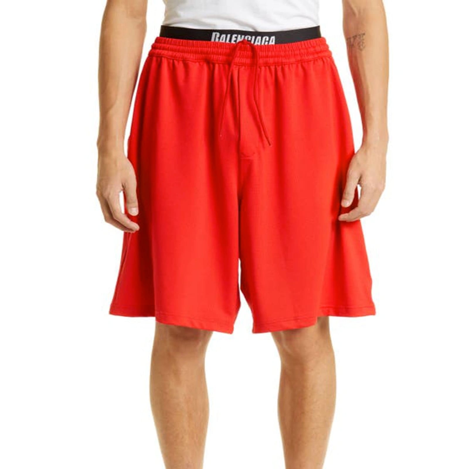 Balenciaga Technical-mesh Jersey Swim Shorts In Red | ModeSens