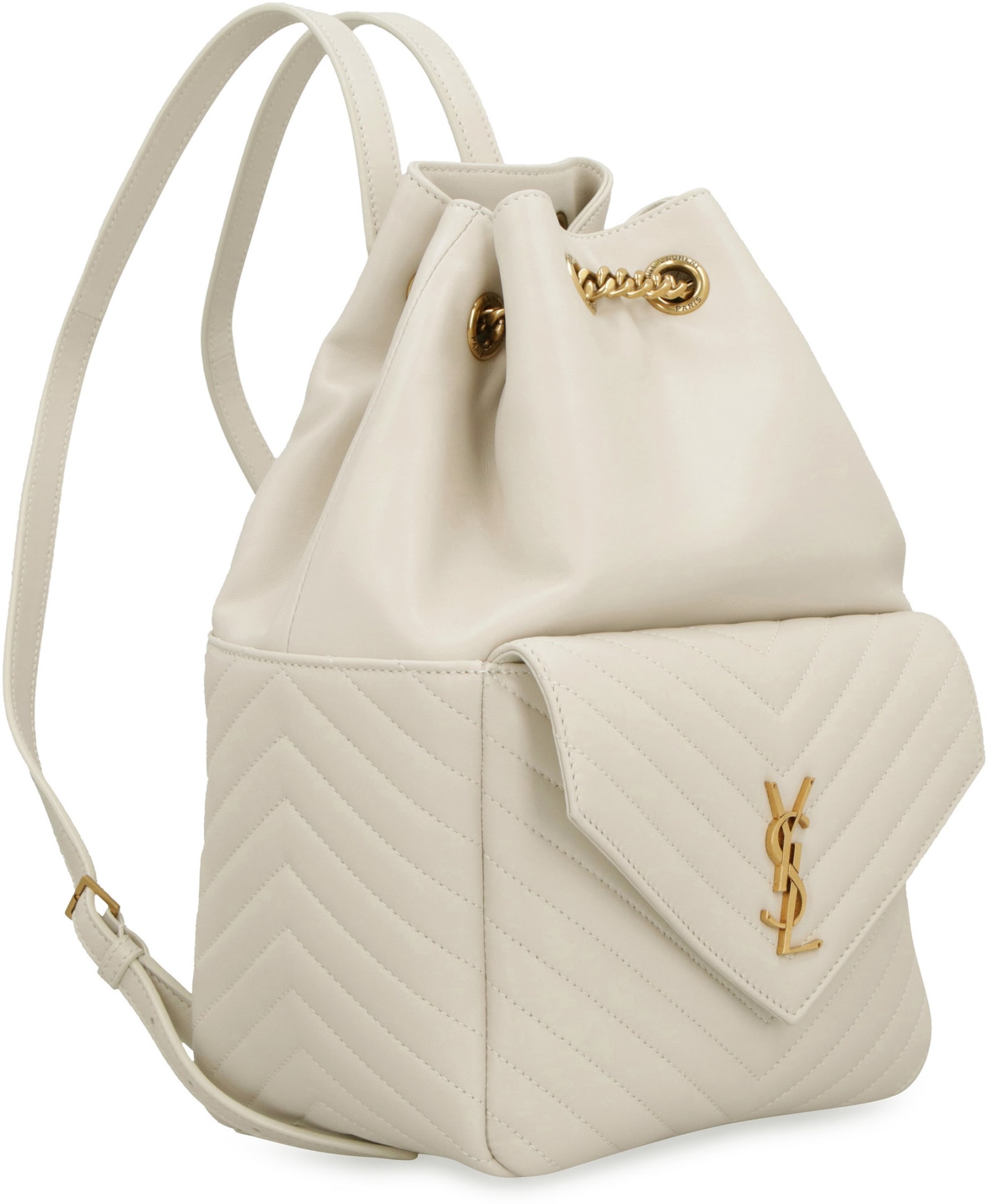 Saint Laurent Joe Leather Backpack In Panna | ModeSens