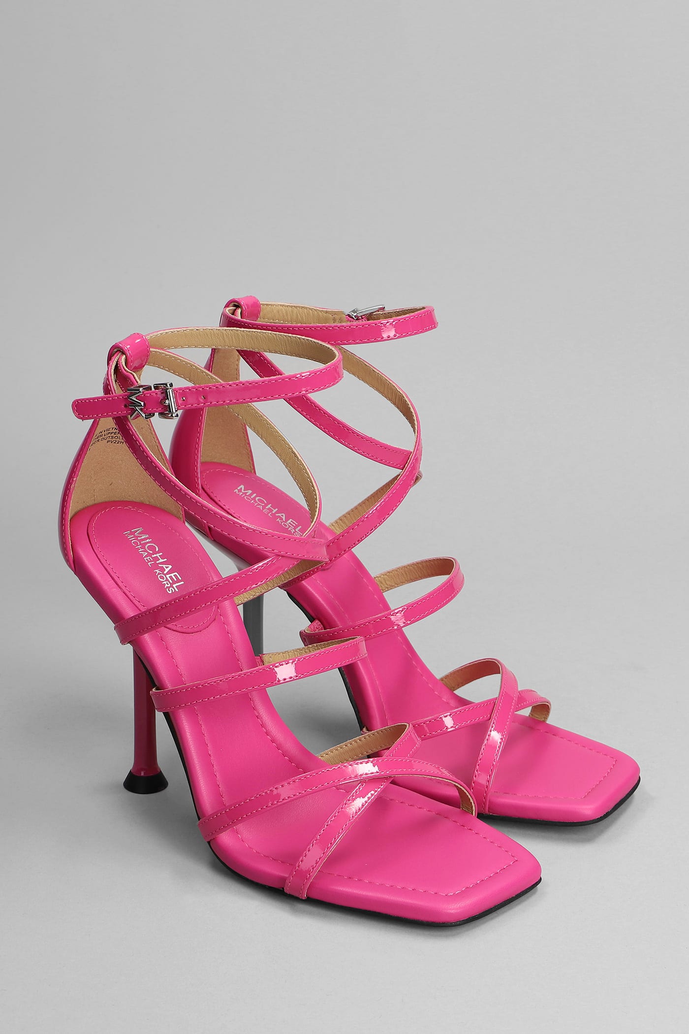 Michael Kors Imani Strappy Sandals In Fuxia Patent Leather In Fuchsia
