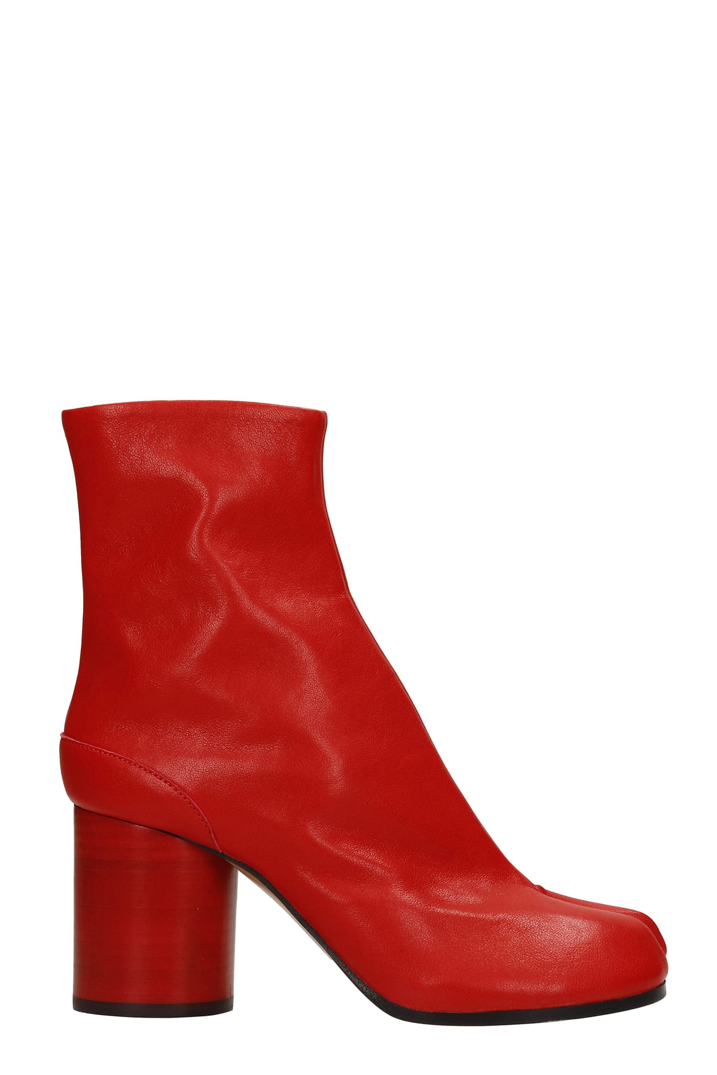 Maison Margiela High Heels Ankle Boots In Red Leather | Smart Closet