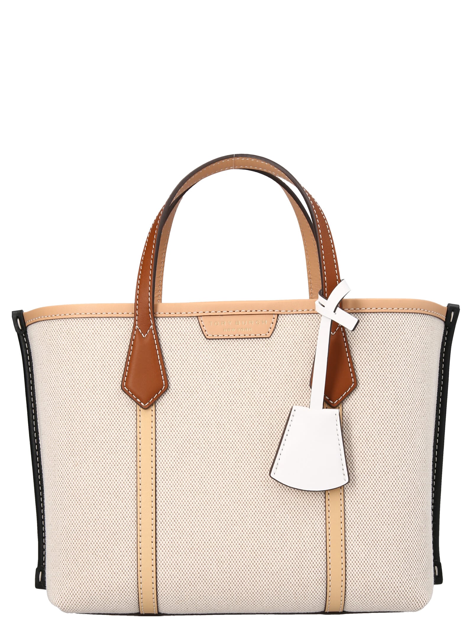 Tory Burch Small Perry Canvas Triple Compartment Handbag In Beige ...