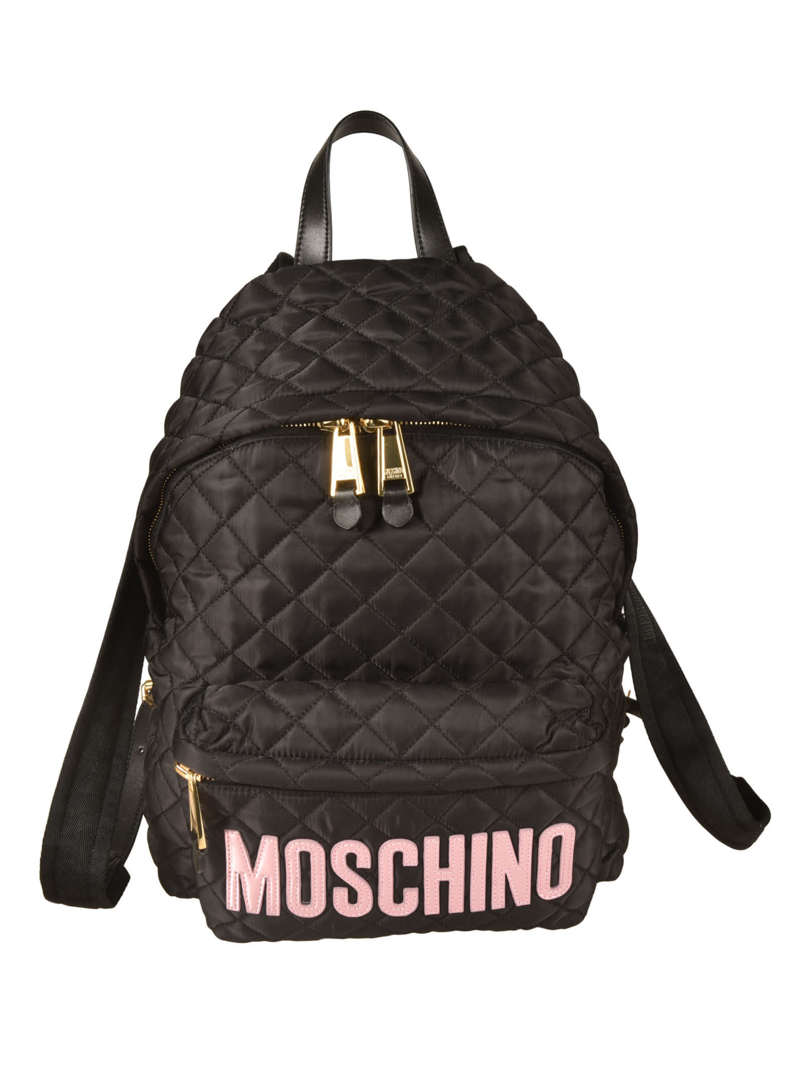 Moschino Logo Quilted Backpack In Black | ModeSens