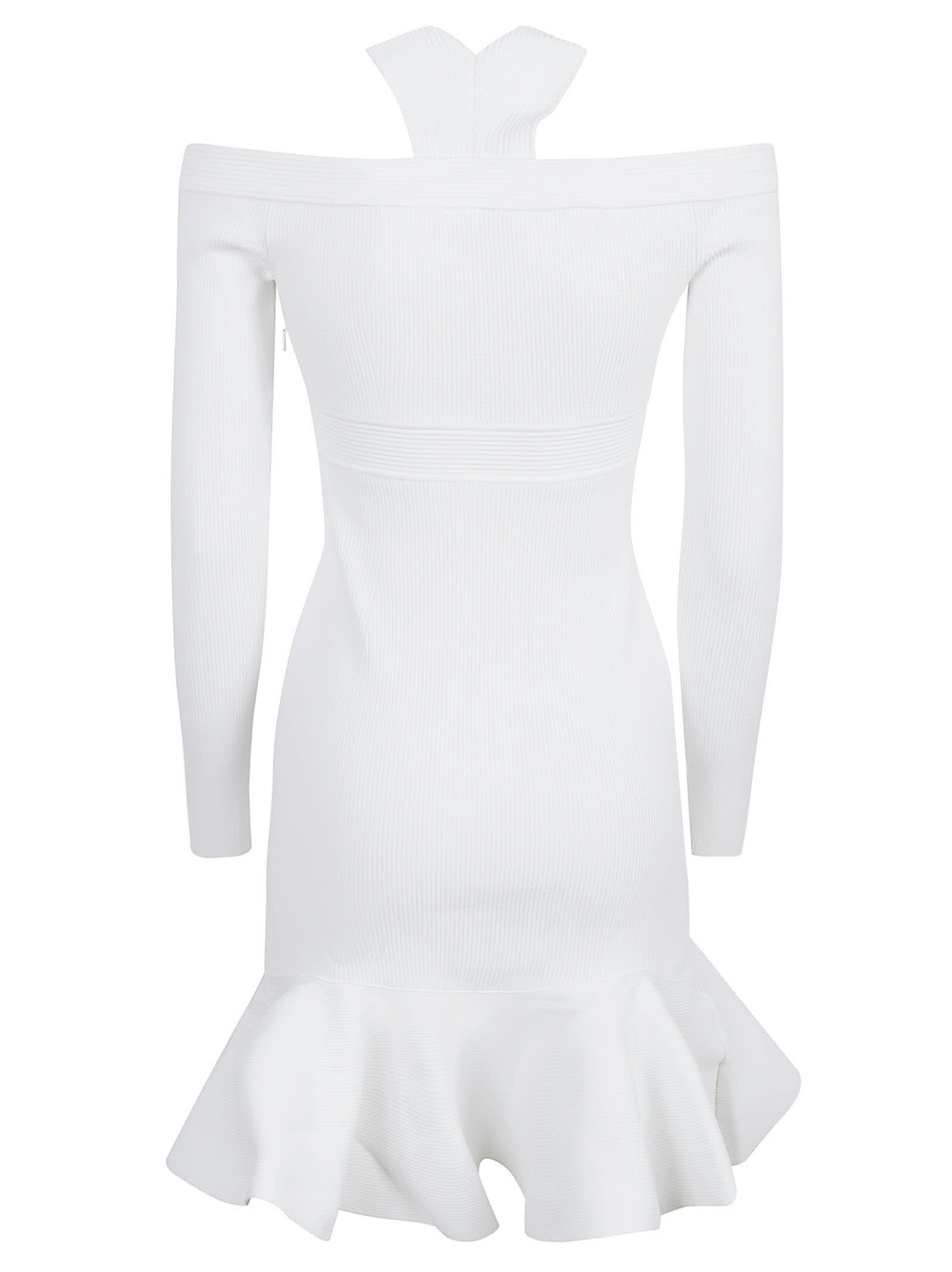 Alexander Mcqueen Ruffle Detailed Flared Mini Dress In Optic White ...