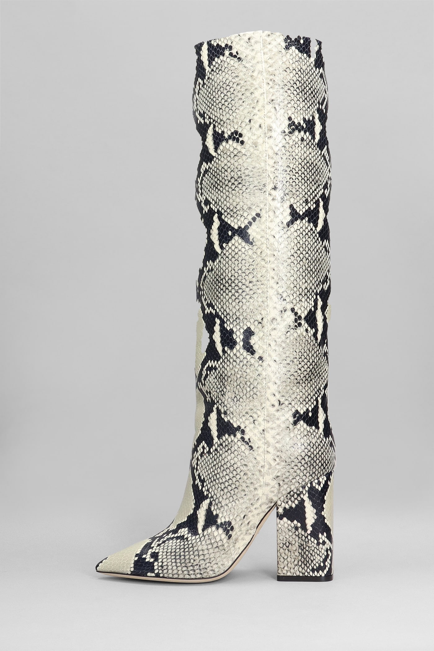 Paris Texas Anja High Heels Boots In Python Print Leather In Grey ...