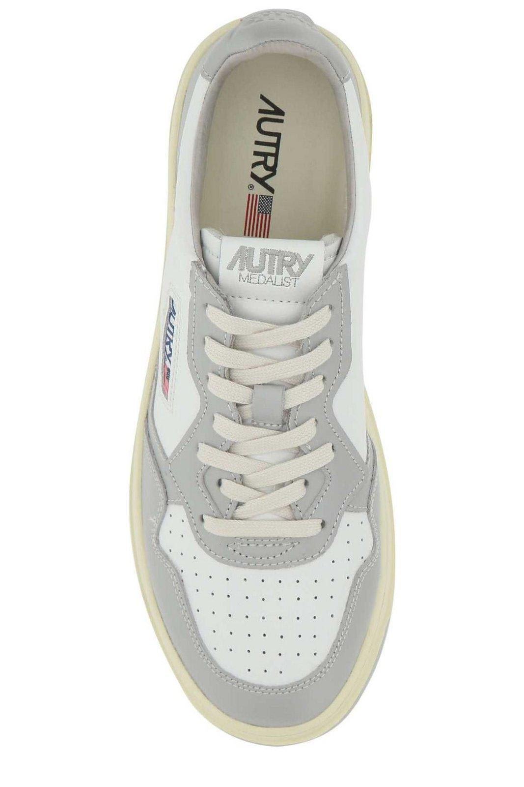 Autry Logo Patch Low-top Sneakers In White/grey | ModeSens