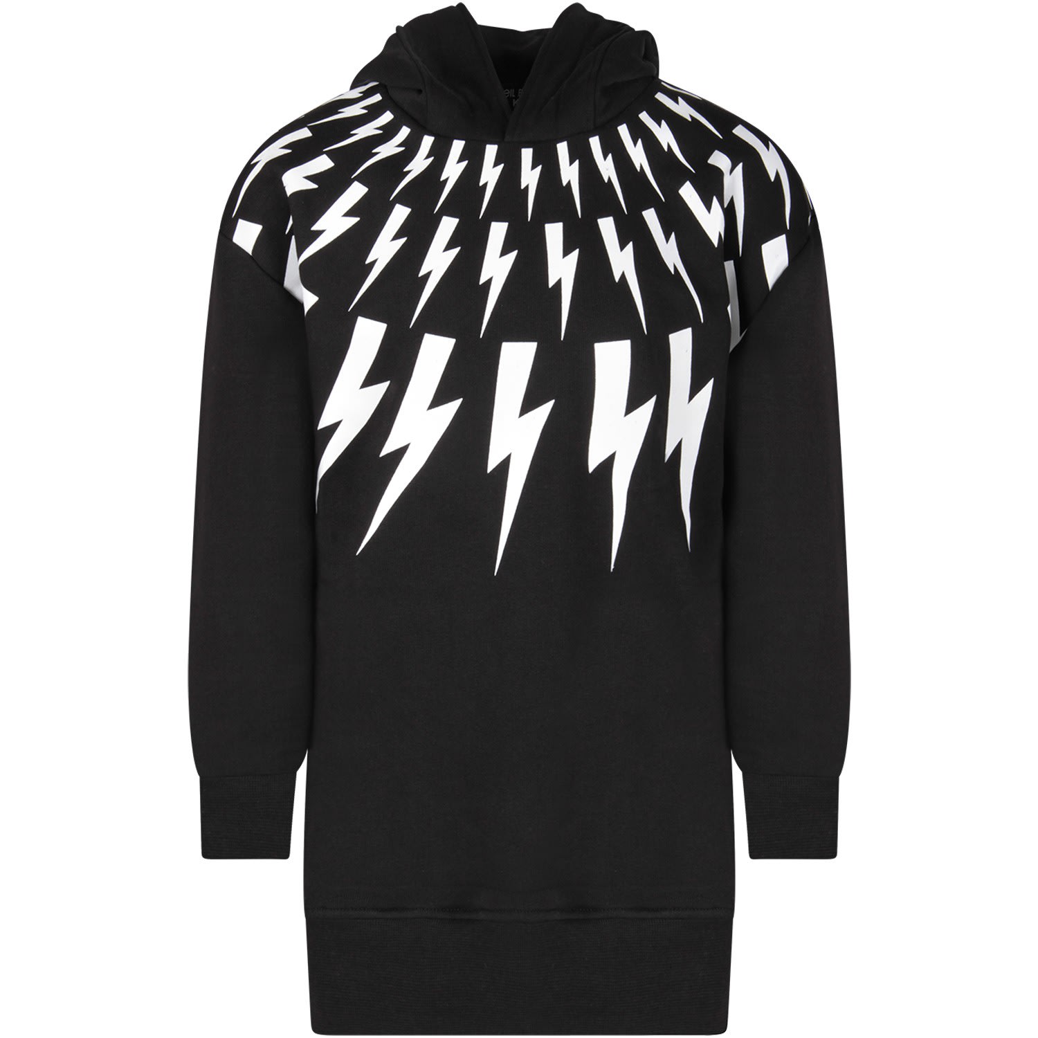 Neil Barrett Kids' Black Girl Dress With White Thundres | ModeSens
