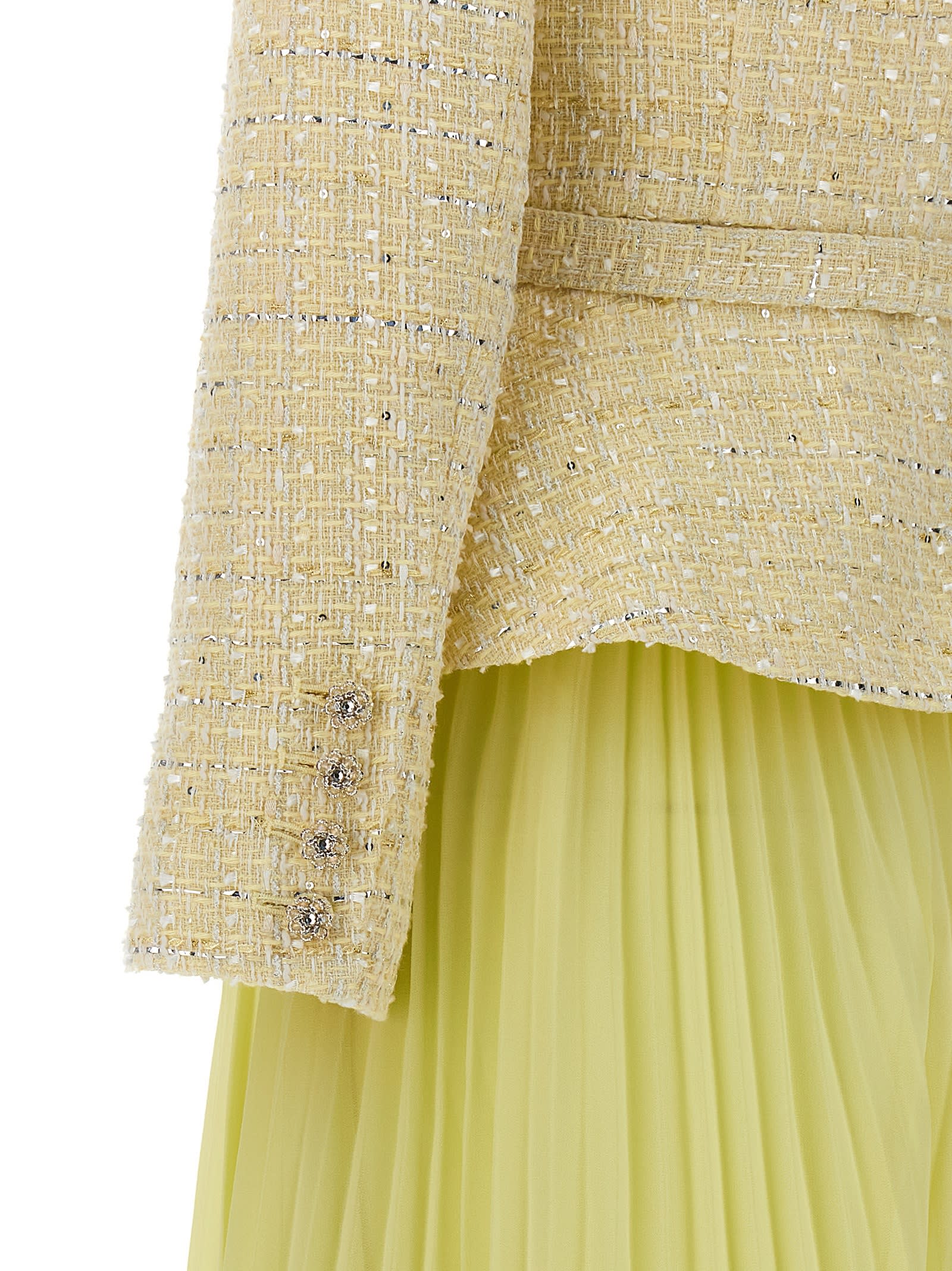 Self-portrait Yellow Boucle Midi Dress Dresses Yellow | ModeSens