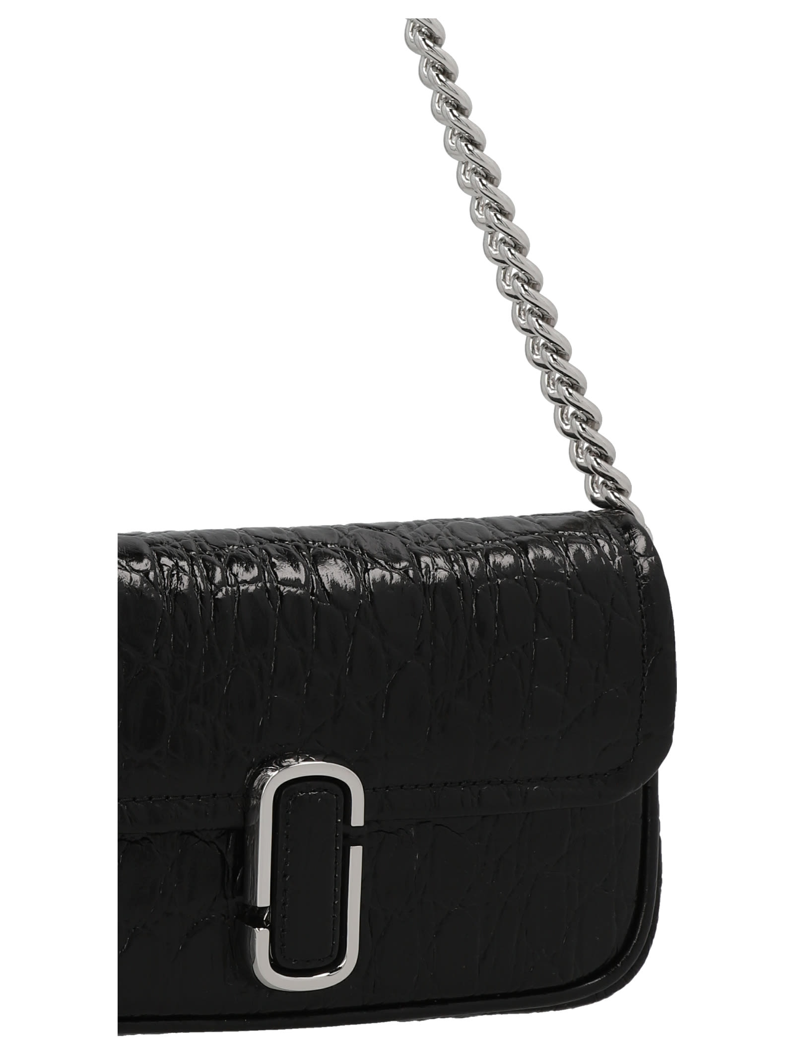 Marc Jacobs The Croc-embossed J Marc Mini Shoulder Bag In Black | ModeSens