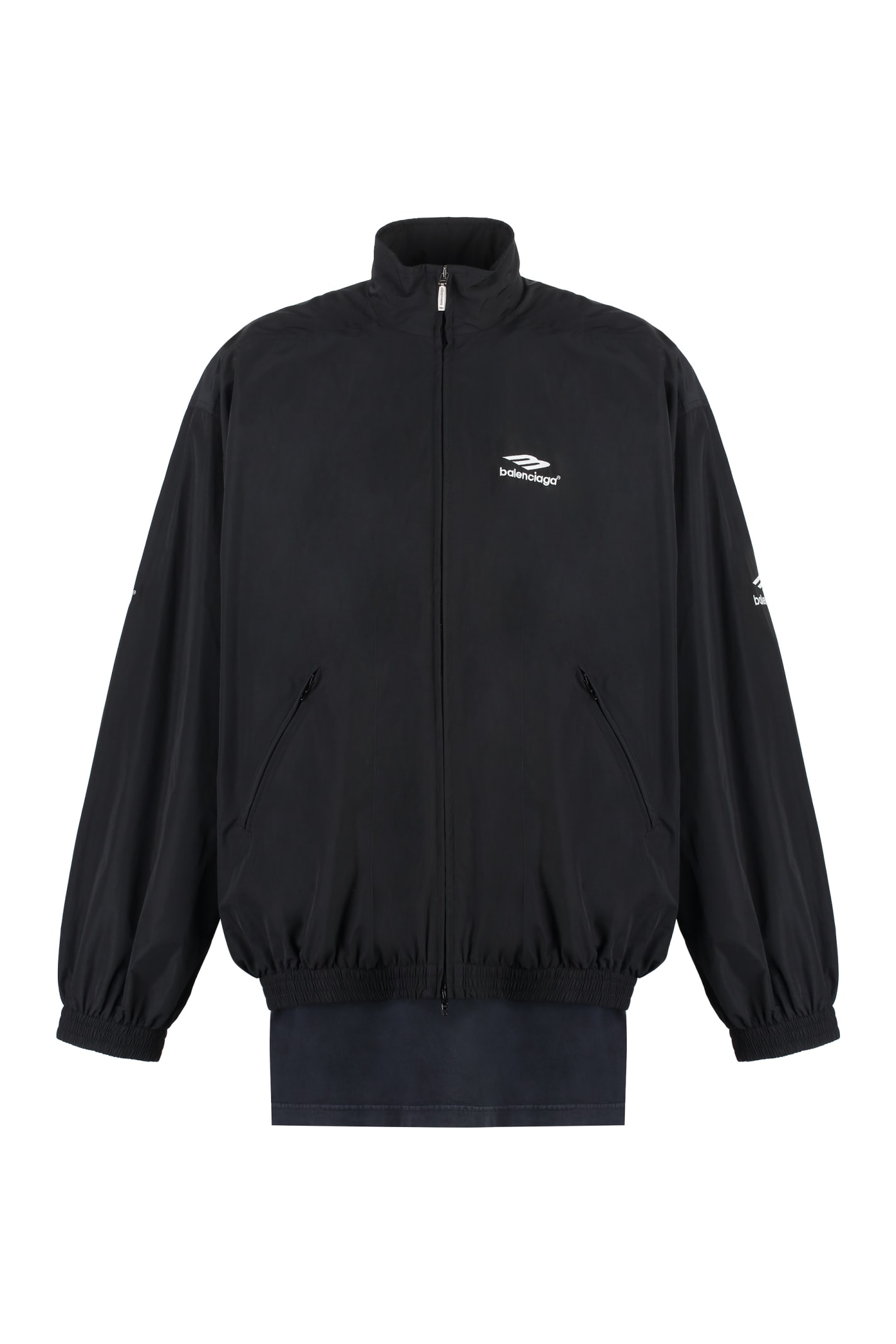 Balenciaga Patched Tracksuit Cotton Blend Blazer In Black | ModeSens