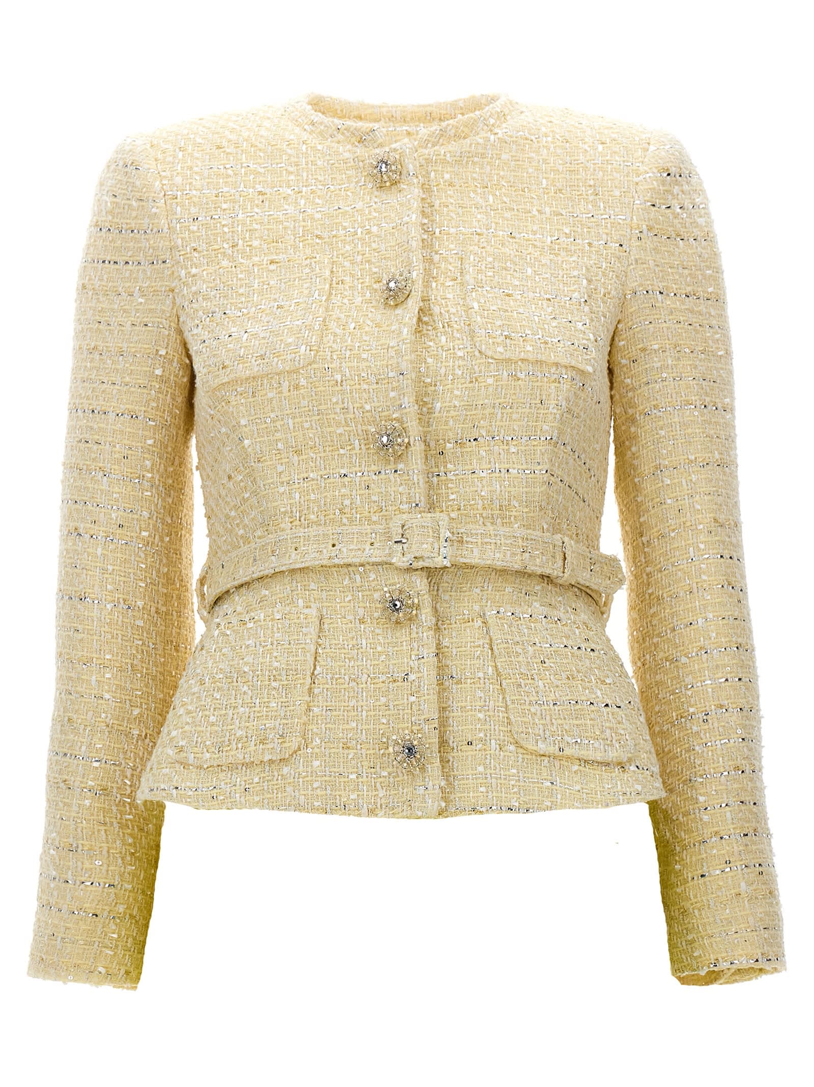 Self-portrait Yellow Boucle Midi Dress Dresses Yellow | ModeSens