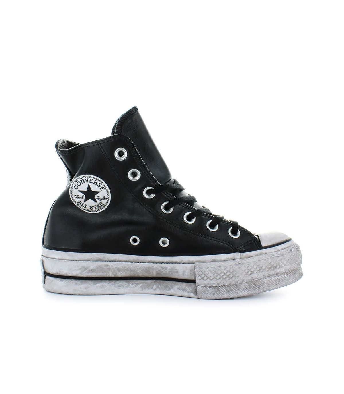 Converse All Star Platform Black Leather Sneaker | ModeSens
