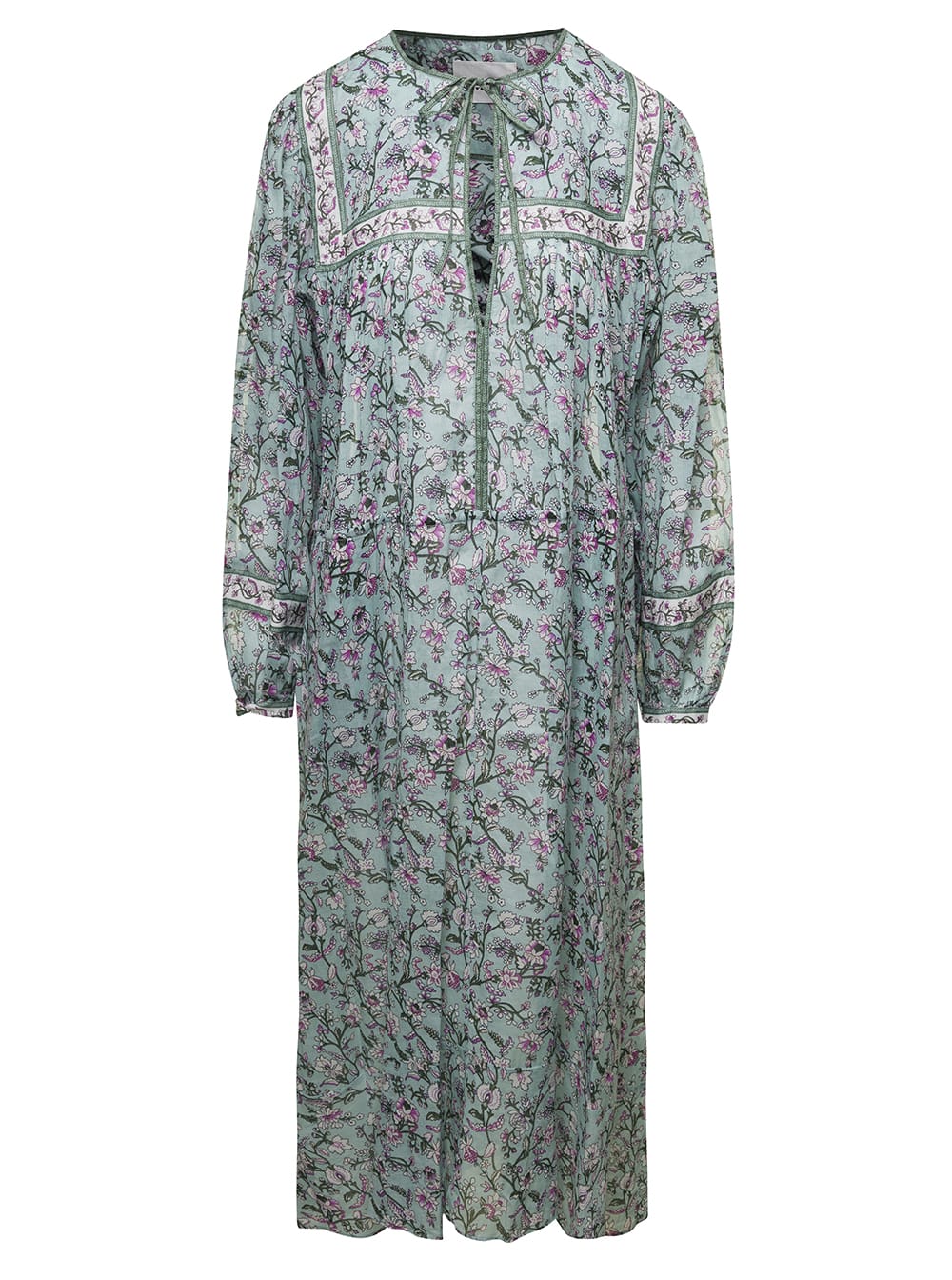 Isabel Marant Étoile Light Blue Floral Print Midi Dress With Long ...