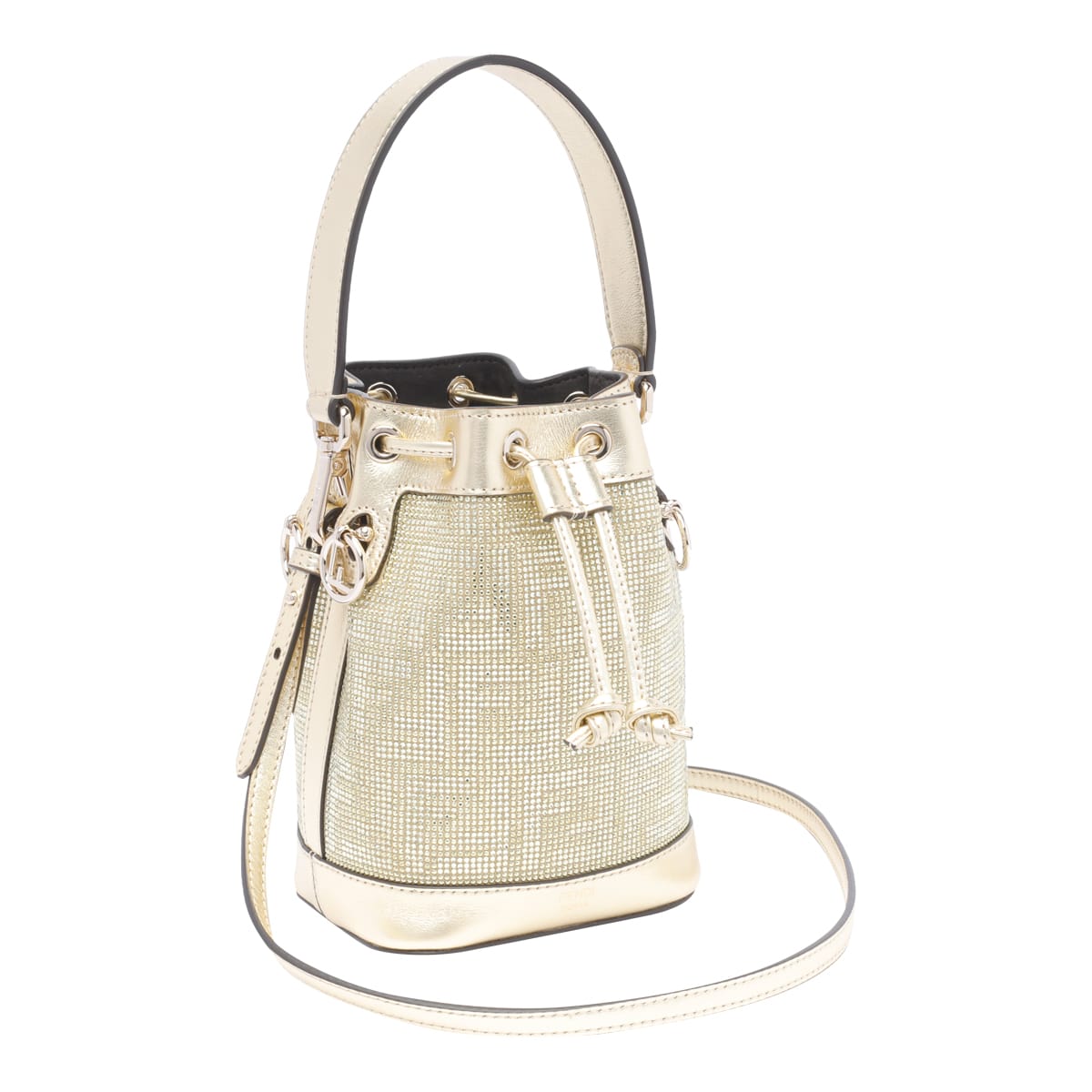 Fendi Mini Mon Tresor Crystal Bucket Bag In Golden | ModeSens