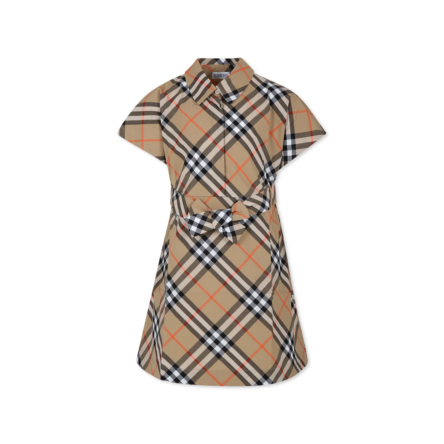 Burberry Kids' Beige Dress For Girl With Vintage Check | ModeSens