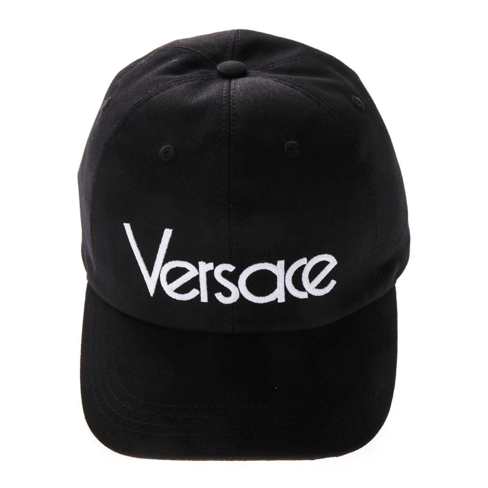 Versace Versace Black Cotton Hat With Embroidered Logo - Black/white ...