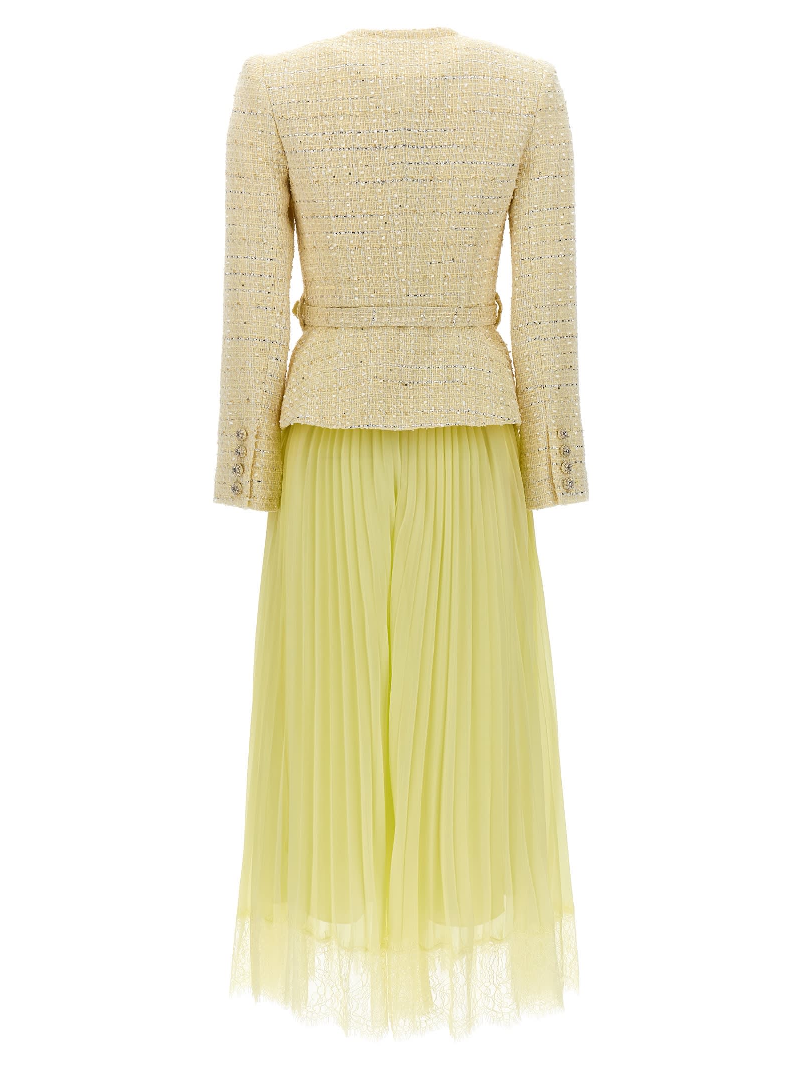 Self-portrait Yellow Boucle Midi Dress Dresses Yellow | ModeSens